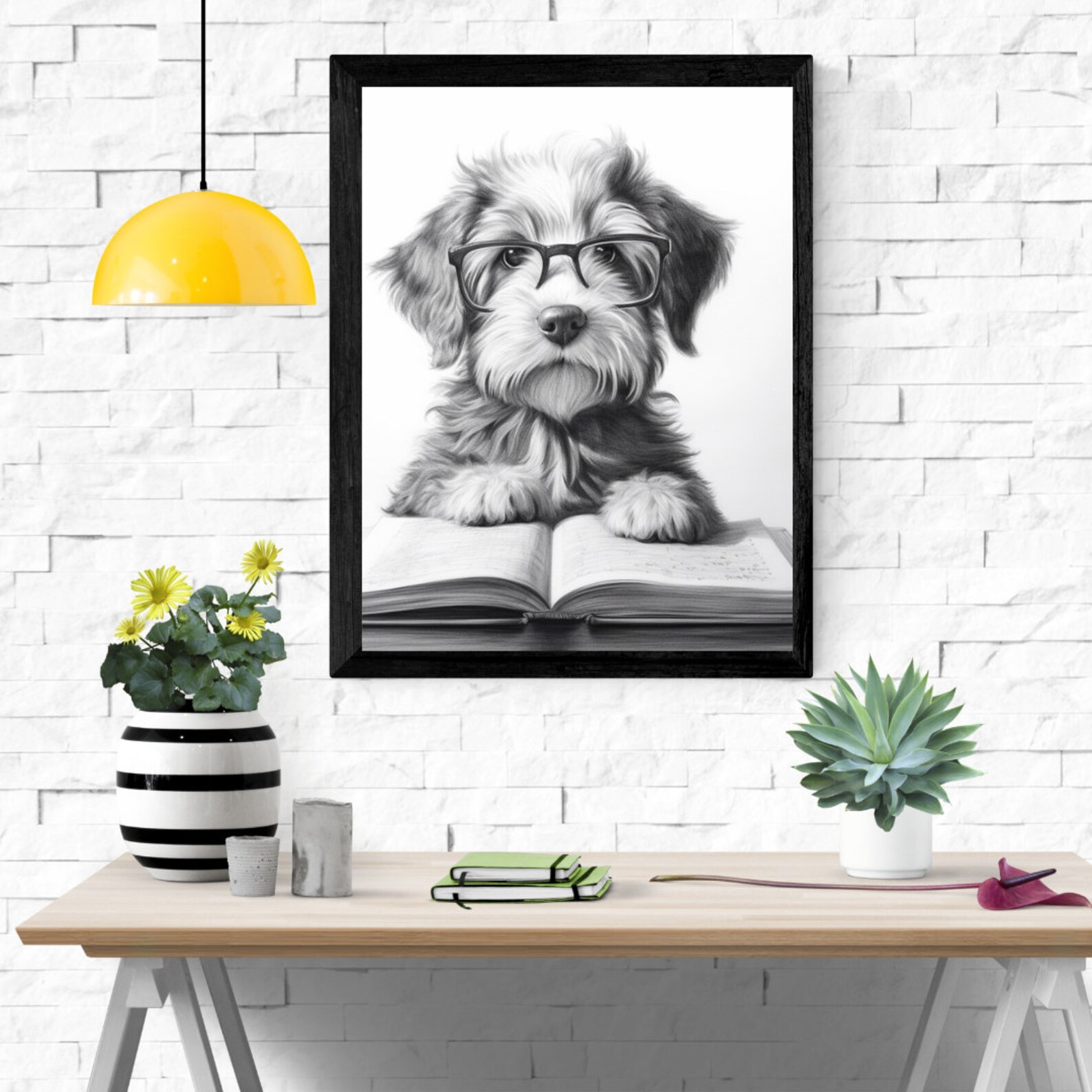 Cute Dog With Reading Glasses Reading a Book - Etsy