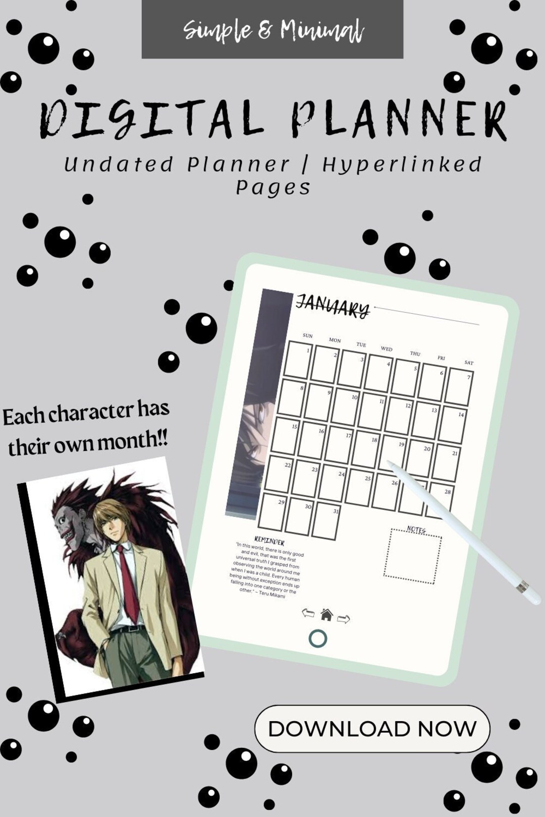 Anime Digital Planner,digital Planner, Goodnotes Planner, Daily Digital ...