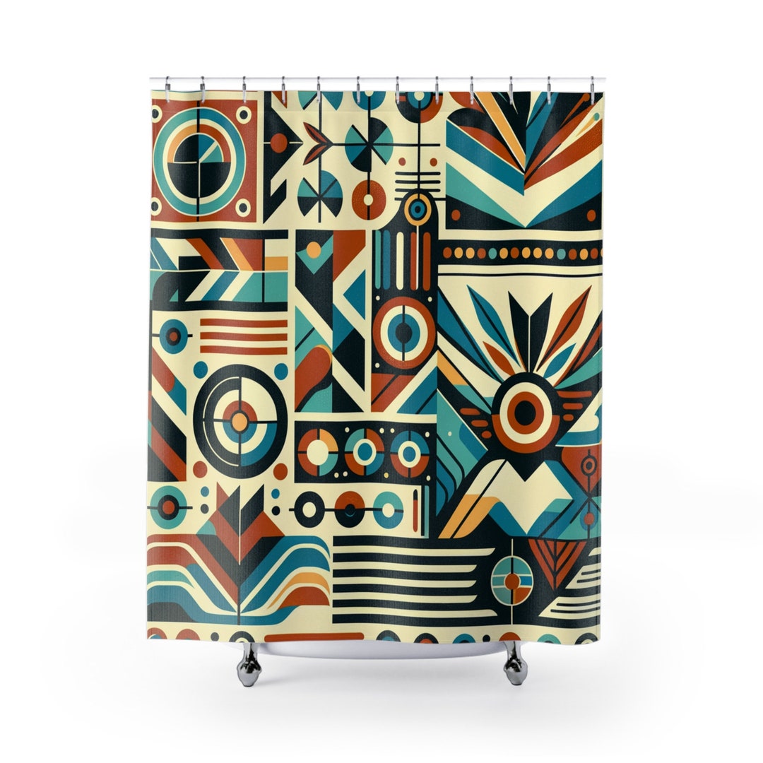 Mid Century Modern Shower Curtain Art Deco Bathroom Decor Boho Shower