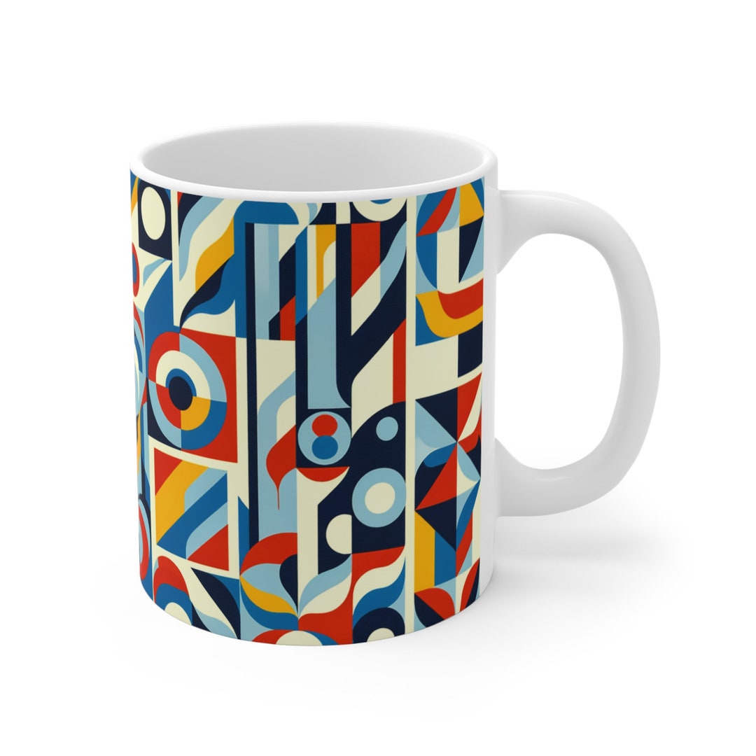 Mid-century Modern Inspired Graphic Coffee Mug, Vintage British Design ...