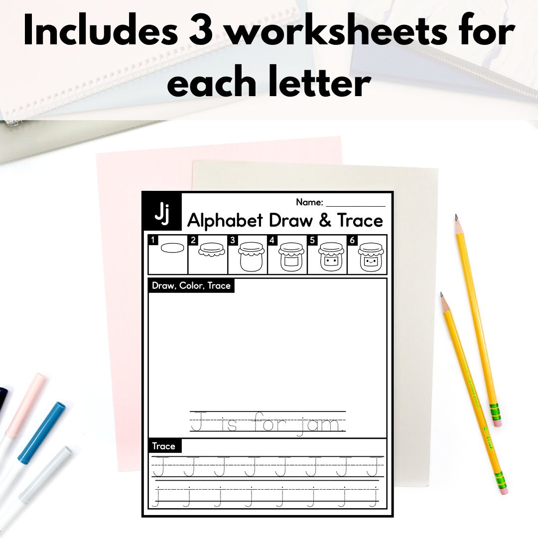 Alphabet Directed Drawing and Tracing Worksheets - Etsy