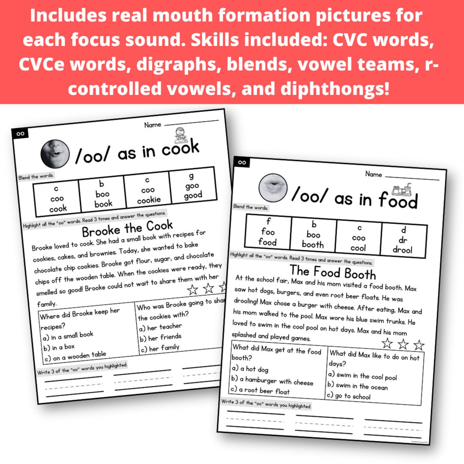 Decodable Passages With Blending, Comprehension and Writing Practice ...