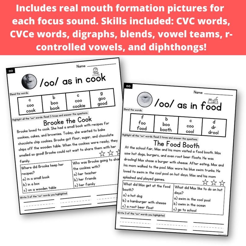 Decodable Passages With Blending, Comprehension and Writing Practice ...