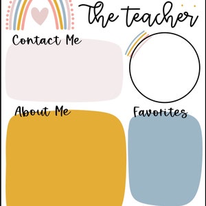 Meet the Teacher Template Editable - Back to School Boho Rainbow - Etsy