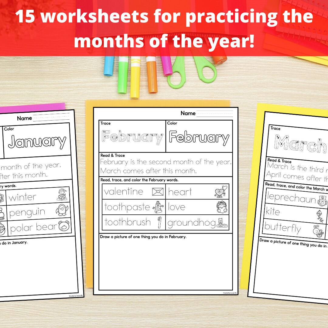 Months of the Year Printables - Kindergarten Morning Work - Etsy Australia