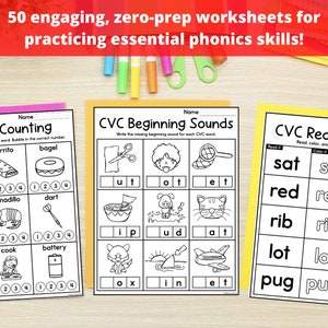 Phonics Worksheets Kindergarten - Phonics Printables - Etsy