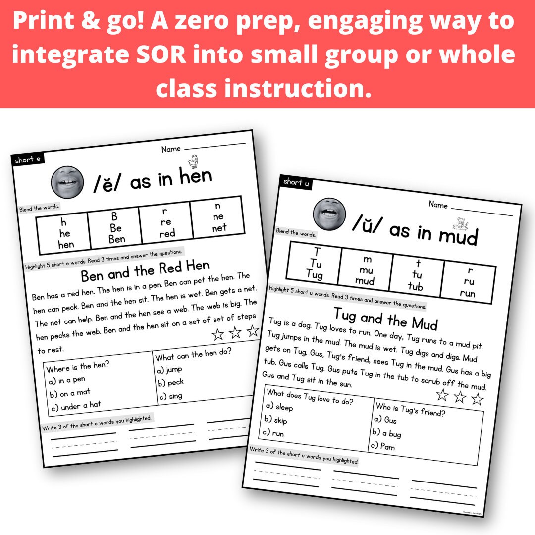 Decodable Passages With Blending, Comprehension and Writing Practice ...