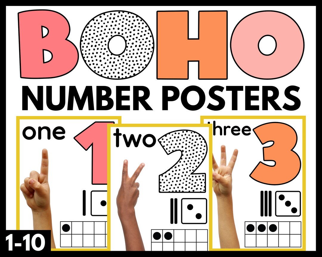 Boho Classroom Decor - Number Poster Set for Numbers 1-10 - Etsy
