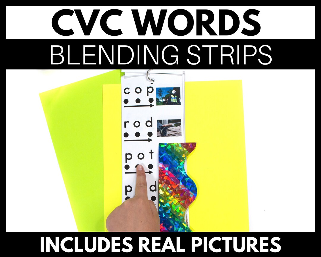 CVC Words - Blending Strips - Literacy Center Reading Intervention - Etsy