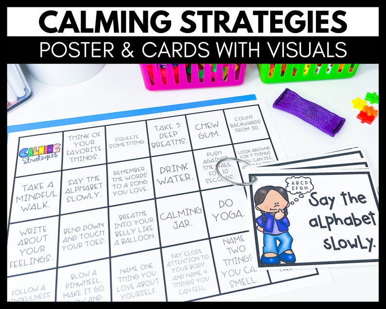 Calming Corner Poster & Cards With Calming Strategies - Calm Down ...