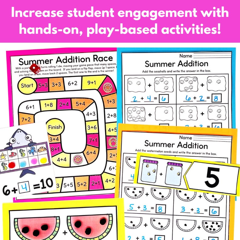 Kindergarten Math Activities and Games for SUMMER Math Centers - Etsy