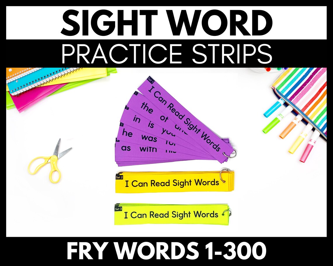 Sight Word Practice Strips - Fry Words 1-300 - Etsy
