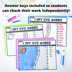 I Spy CVC Words - Summer Literacy Center - Kindergarten Activities - Etsy