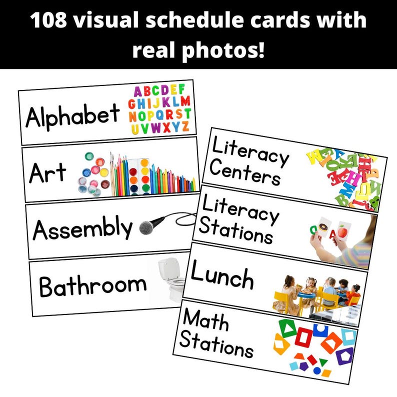 Visual Schedule Cards With Real Photos - Daily Schedule Chart - Digital ...