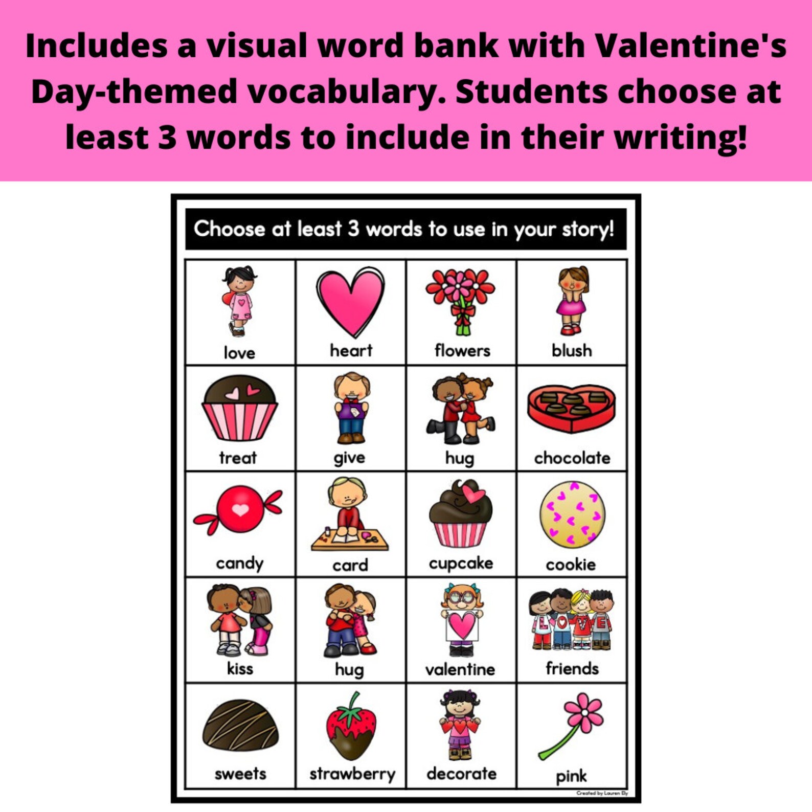 Valentines Day Writing Activities - Writing Center With Visual Word ...