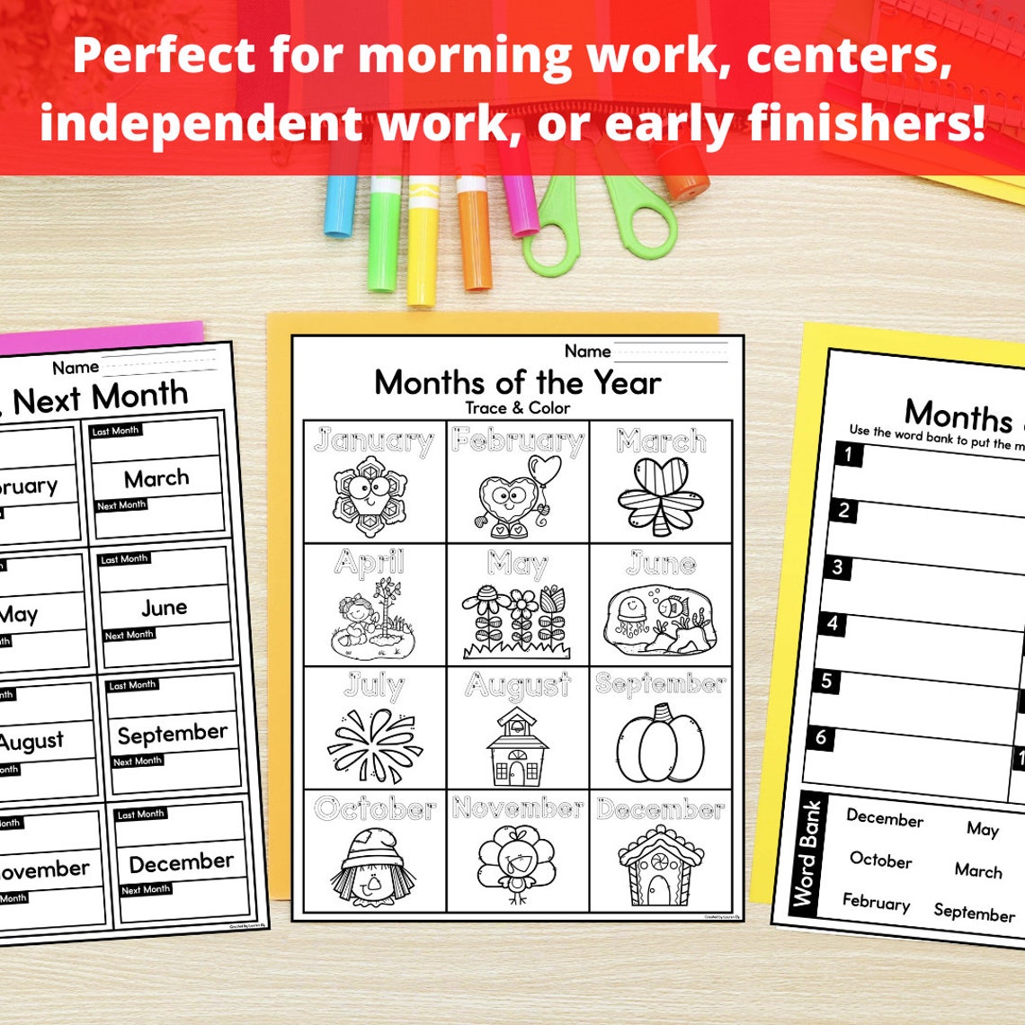 Months of the Year Printables - Kindergarten Morning Work - Etsy