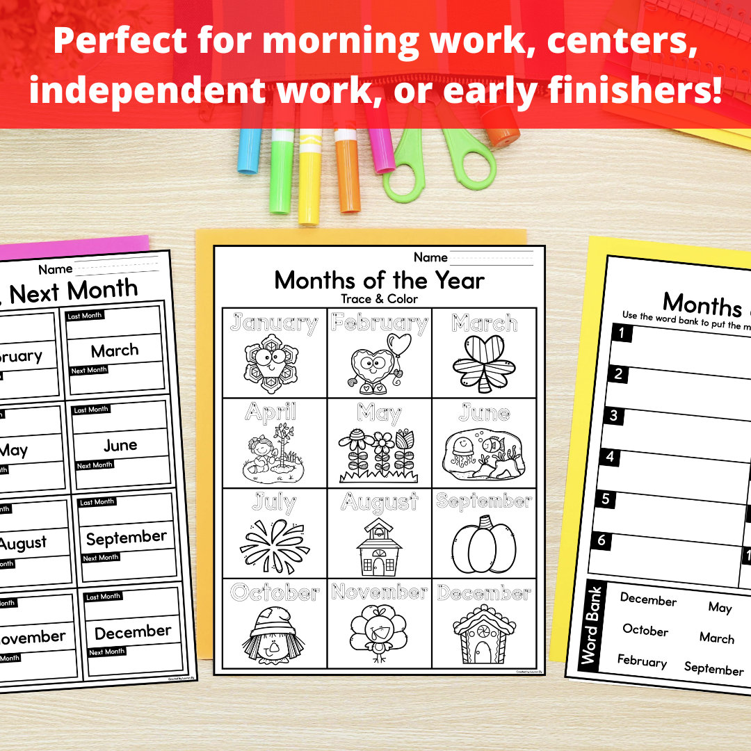 Months of the Year Printables - Kindergarten Morning Work - Etsy Australia