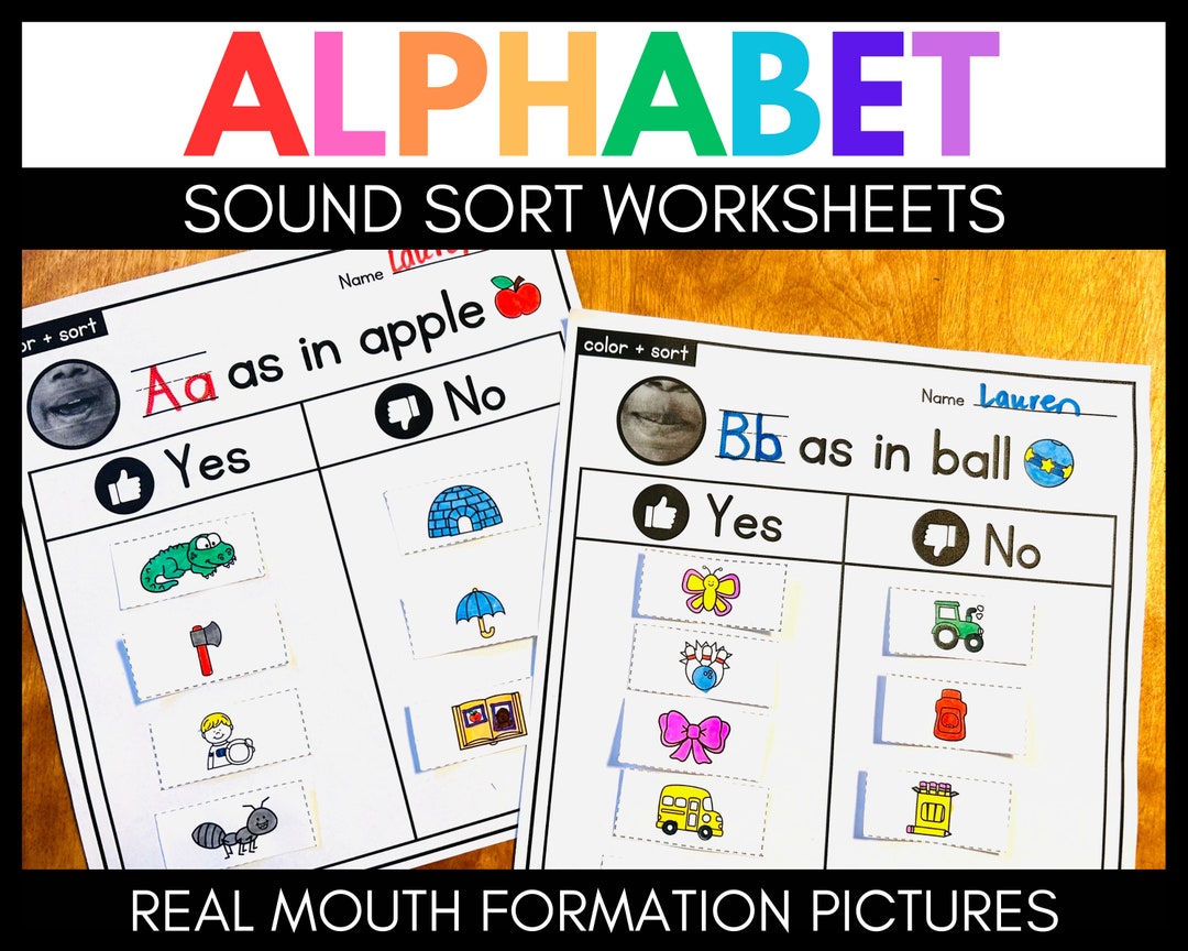 Letter Sound Sort Worksheets With Real Mouth Formation Pictures - Etsy