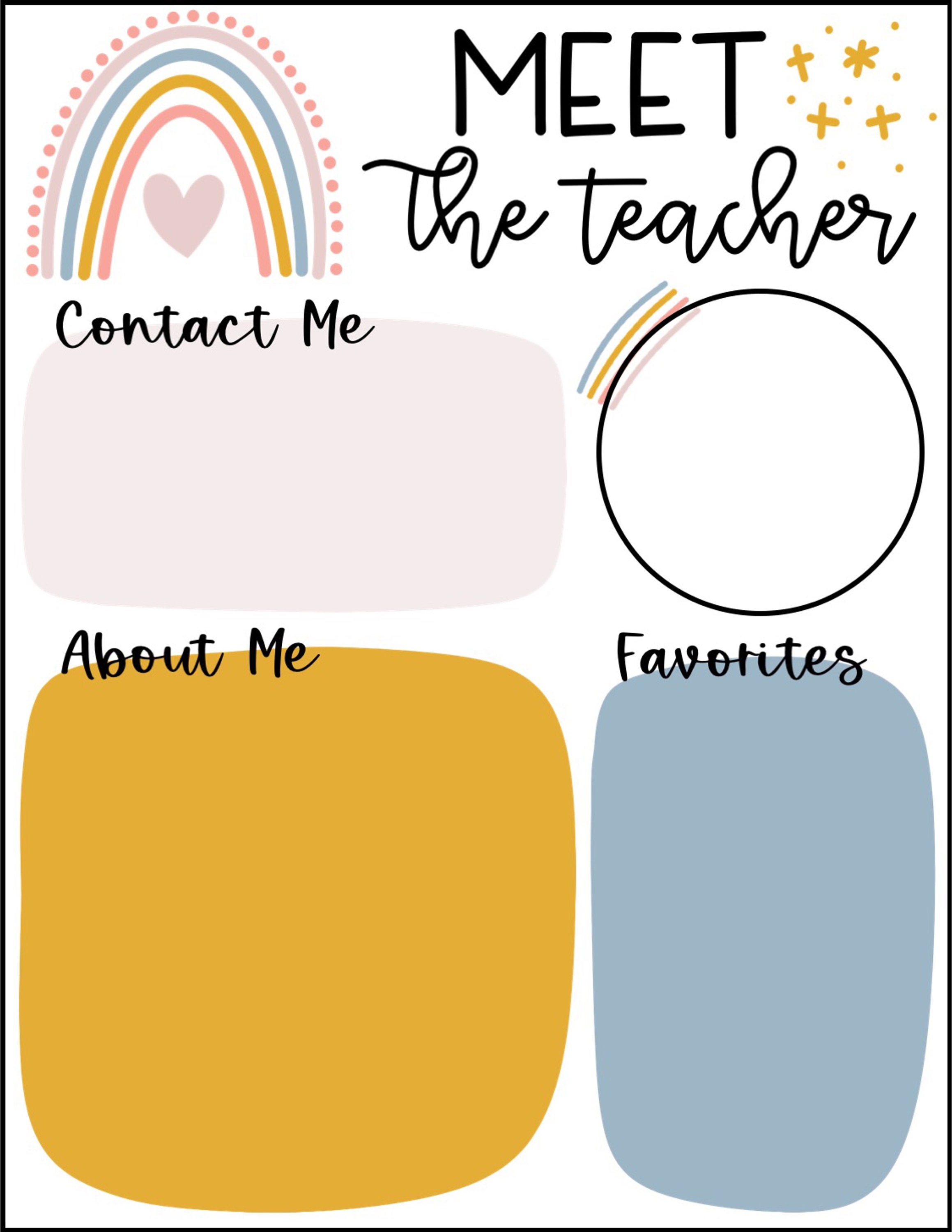 Meet the Teacher Template Editable Back to School Boho Rainbow - Etsy