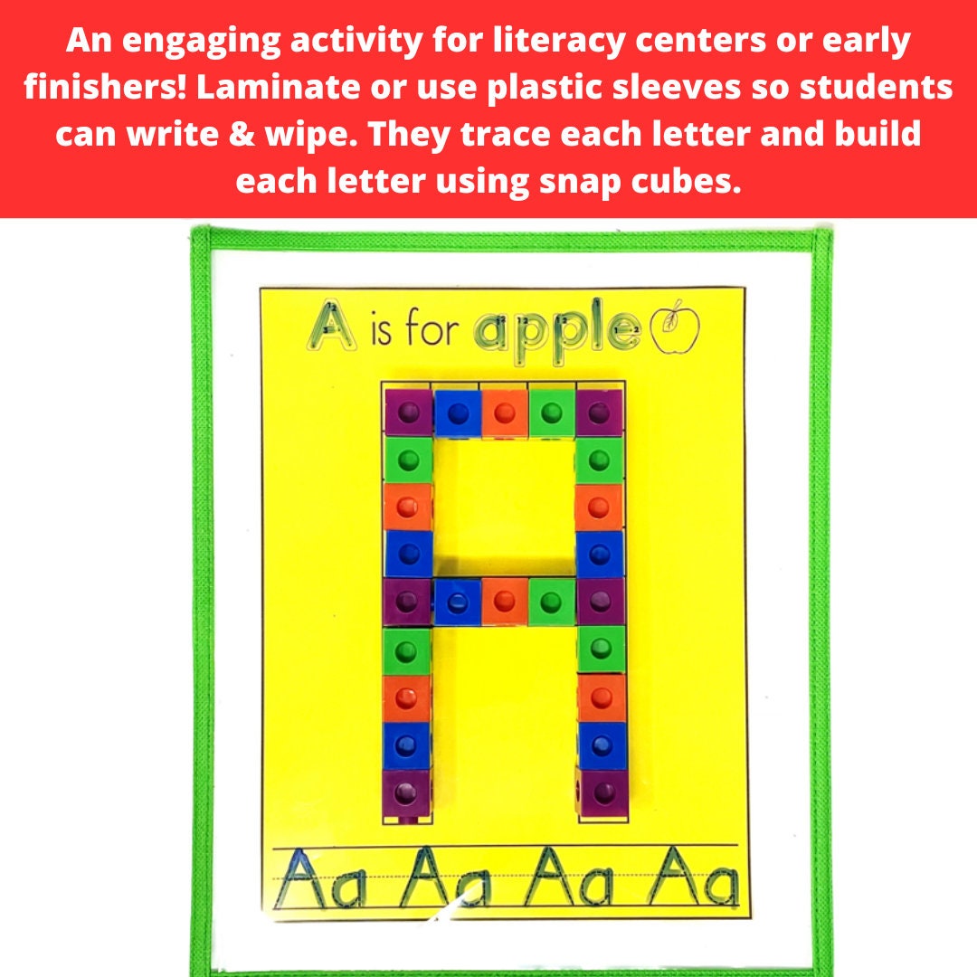 Alphabet Tracing and Building Activity Mats for Literacy Centers - Etsy