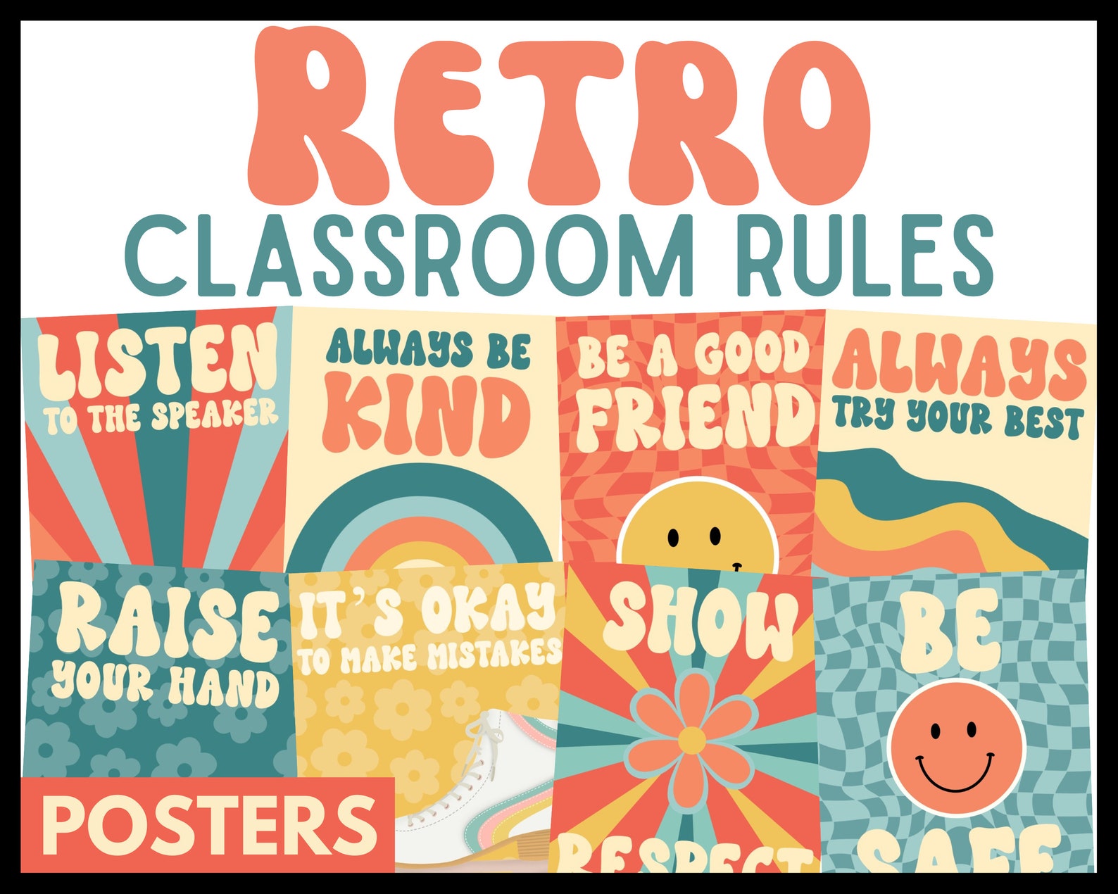 Retro Classroom Posters - Classroom Rules Poster Set - Etsy