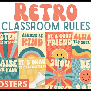 Retro Classroom Posters - Classroom Rules Poster Set - Etsy
