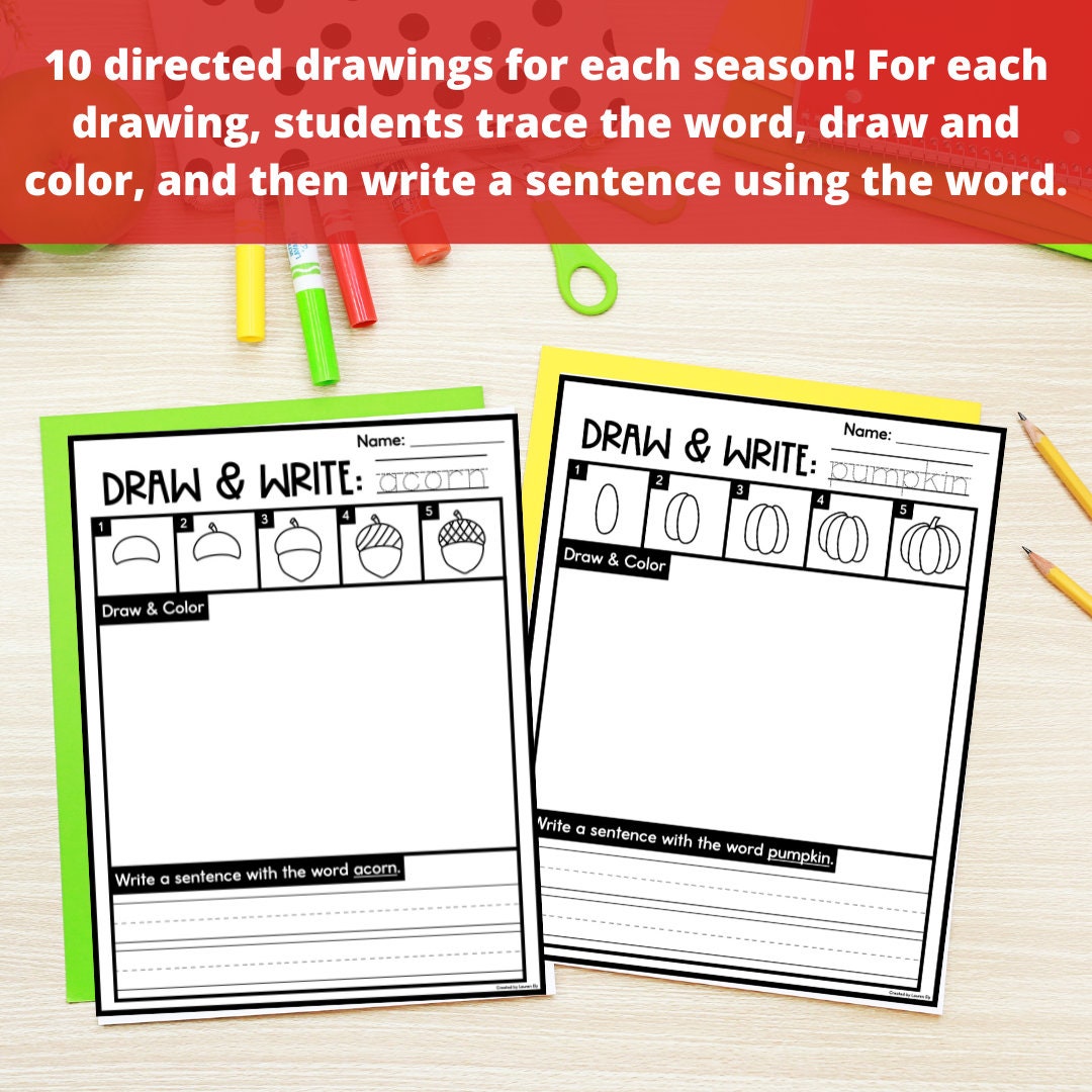 Directed Drawing & Sentence Writing - Writing Center Year Long Bundle ...