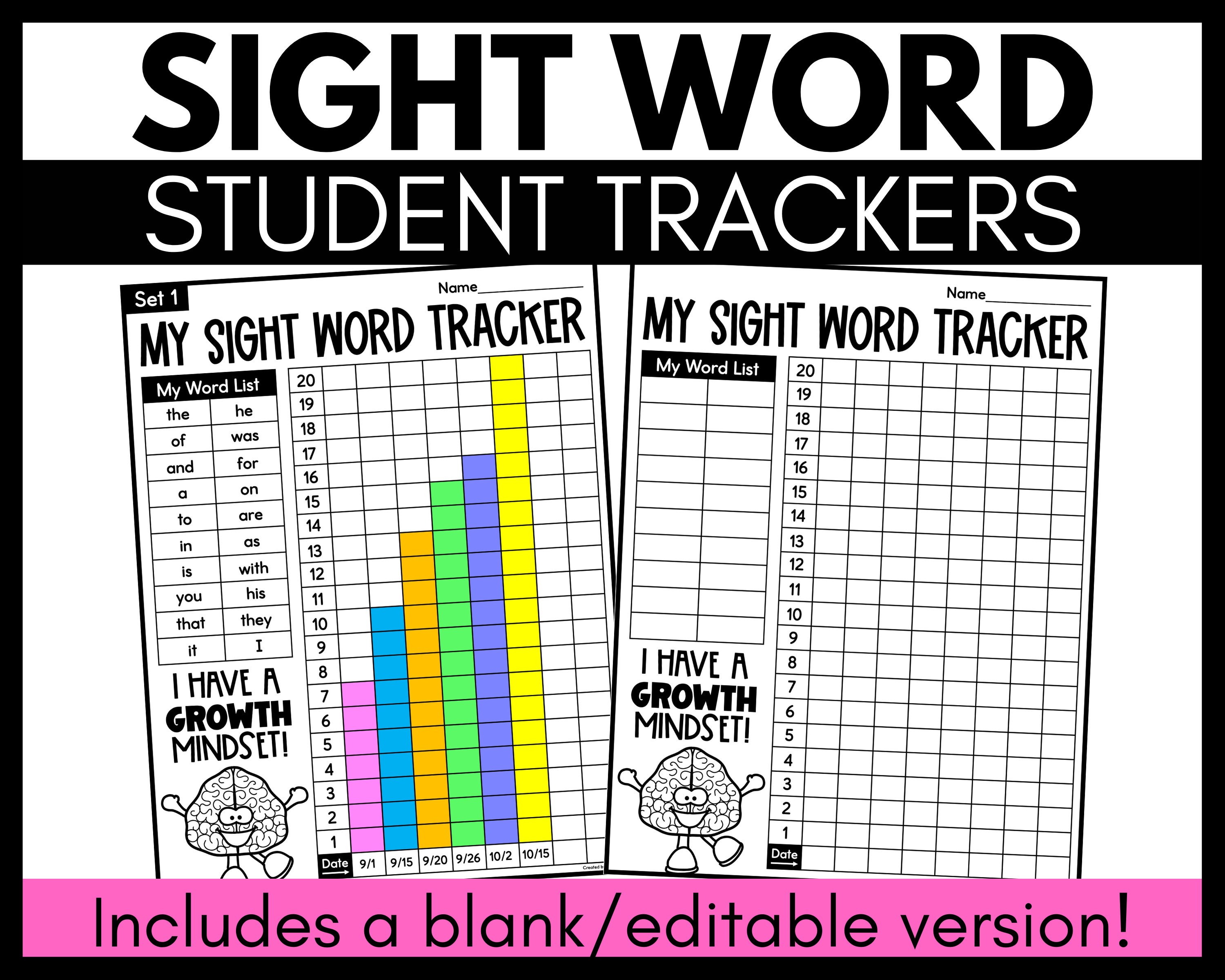 Fry Sight Words Student Tracker 1-300 (editable Version) - Etsy