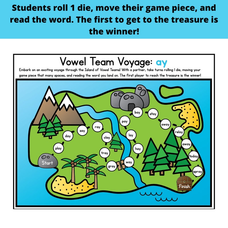 Vowel Teams Games - Vowel Team Voyage - Phonics Literacy Centers ...