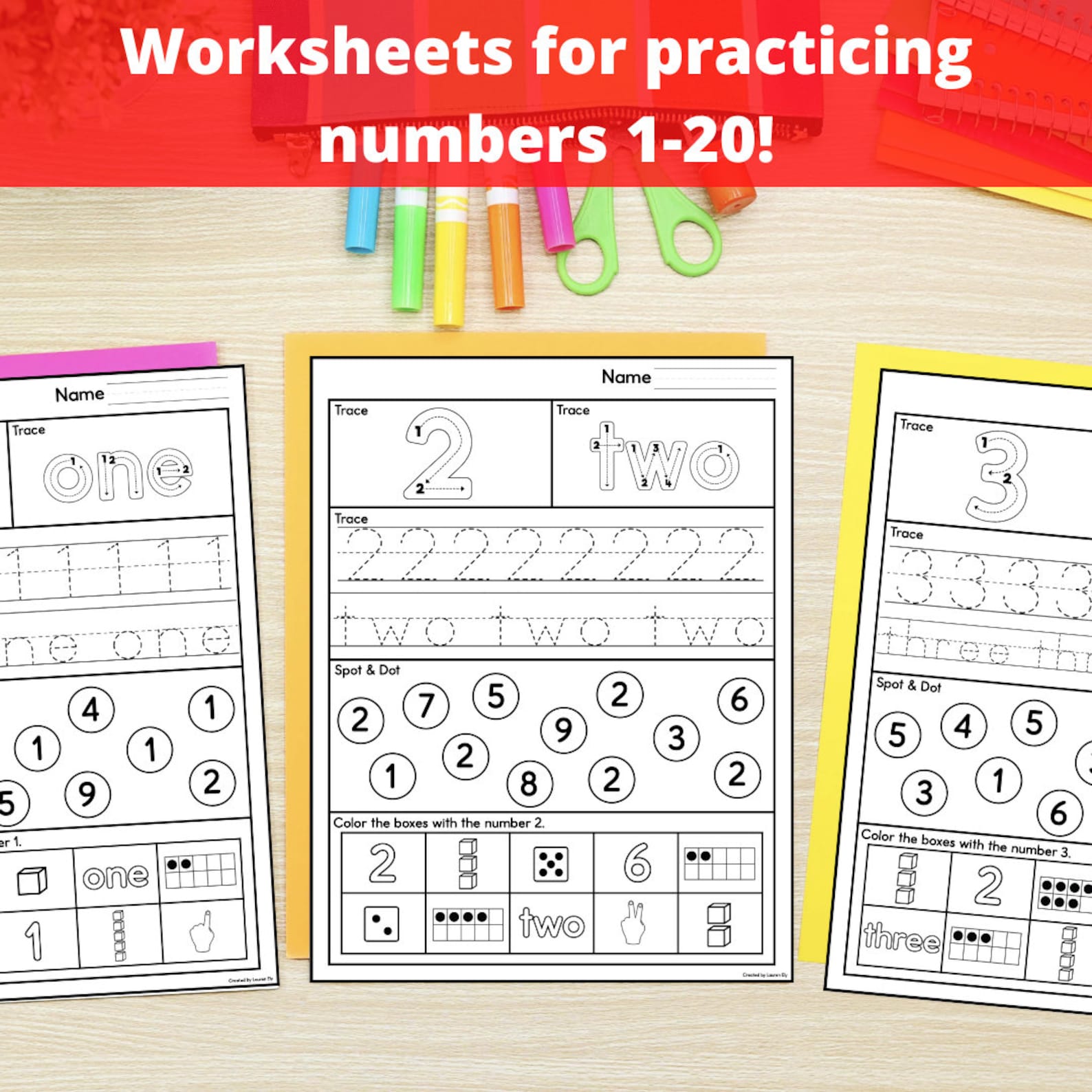 Numbers 1-20 - Number Sense and Number Tracing Worksheets - Etsy