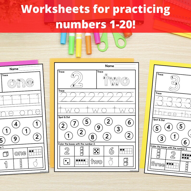 Numbers 1-20 - Number Sense and Number Tracing Worksheets - Etsy