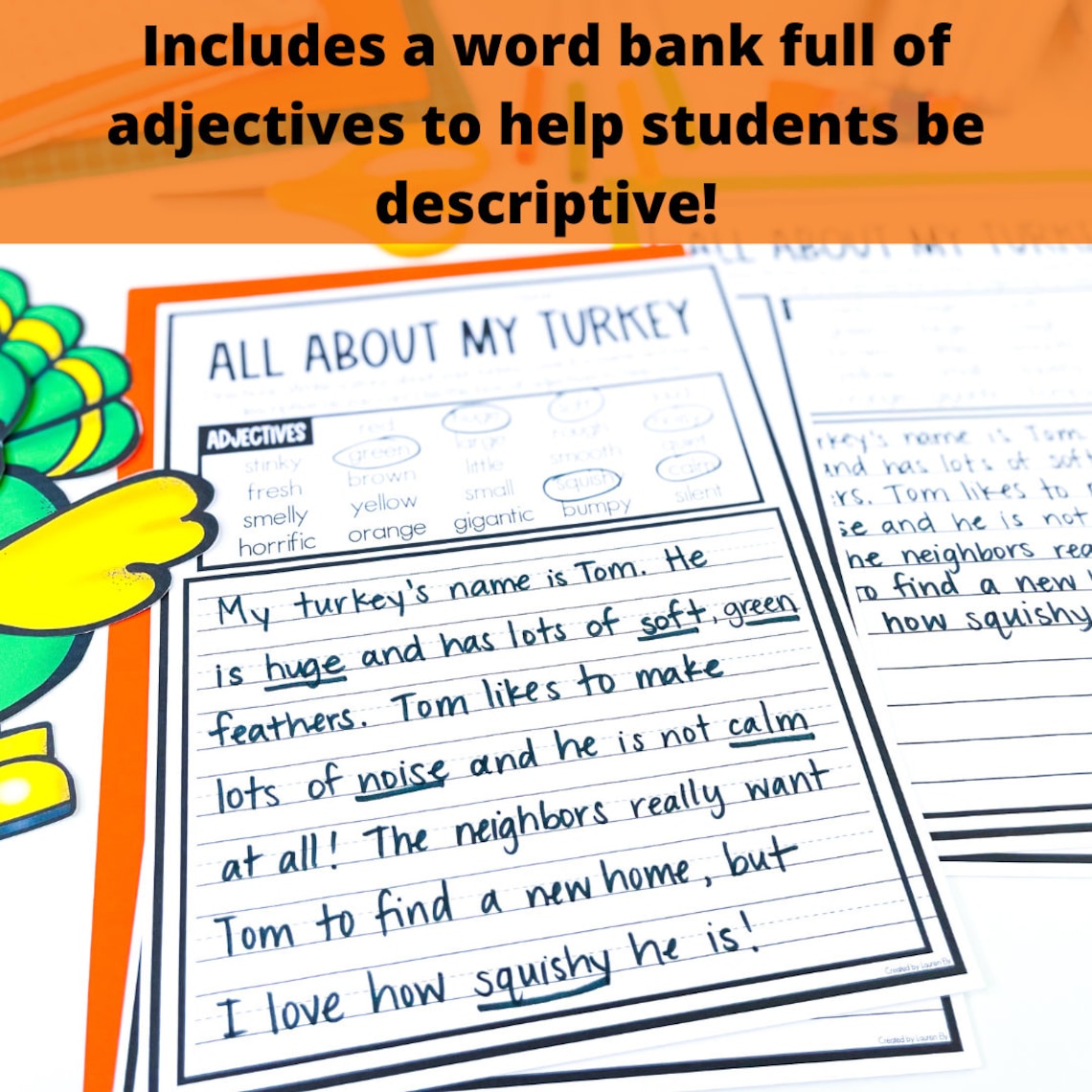 Writing Center Activity - Thanksgiving - Descriptive Writing - Build a ...