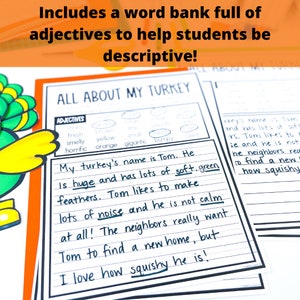 Writing Center Activity - Thanksgiving - Descriptive Writing - Build a ...