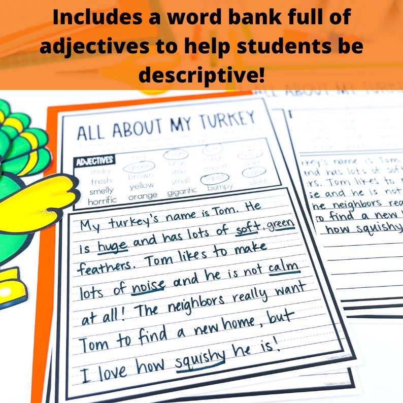 Writing Center Activity - Thanksgiving - Descriptive Writing - Build a ...