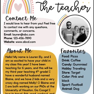 Meet the Teacher Template Editable - Back to School Boho Rainbow - Etsy