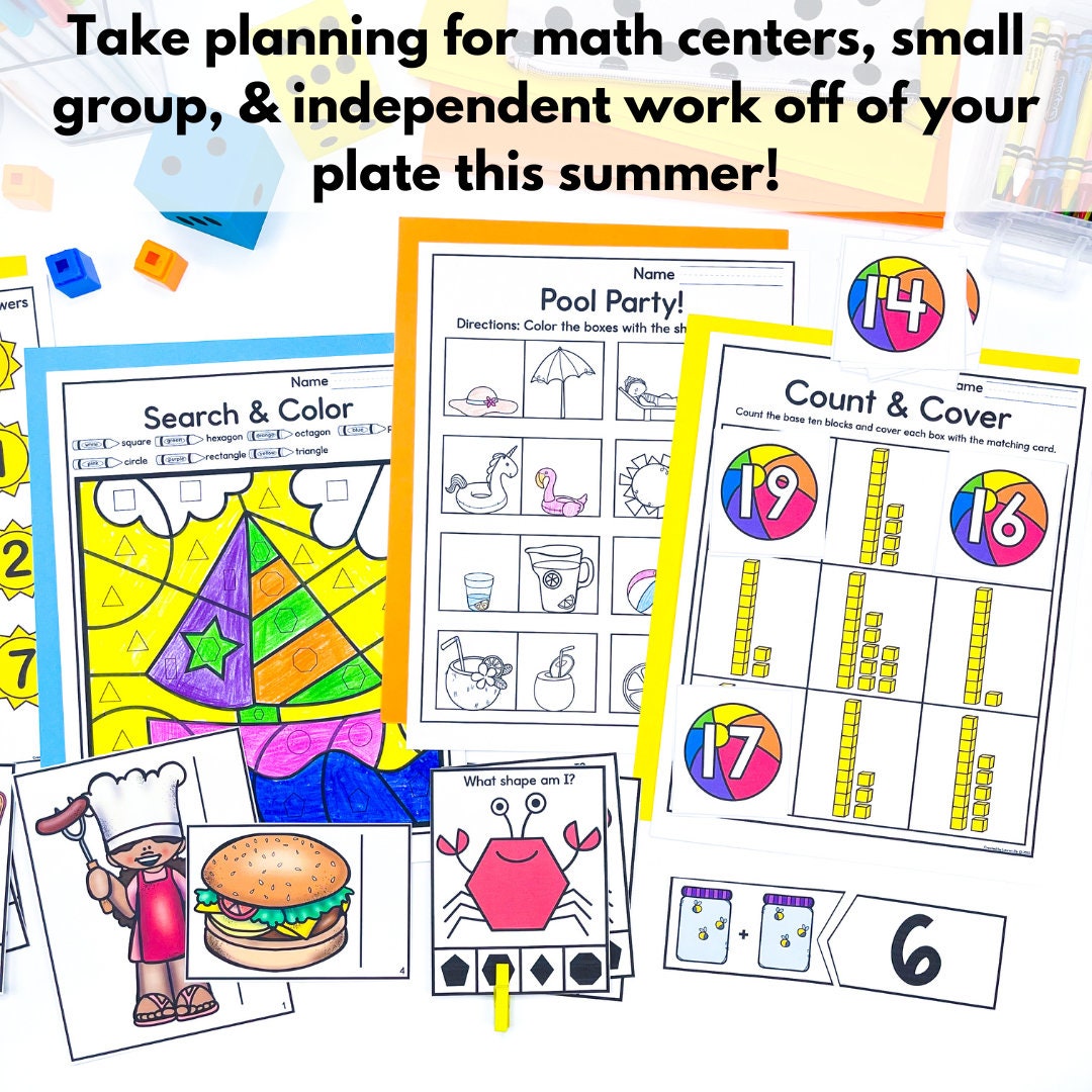 Kindergarten Math Activities and Games for SUMMER Math Centers - Etsy