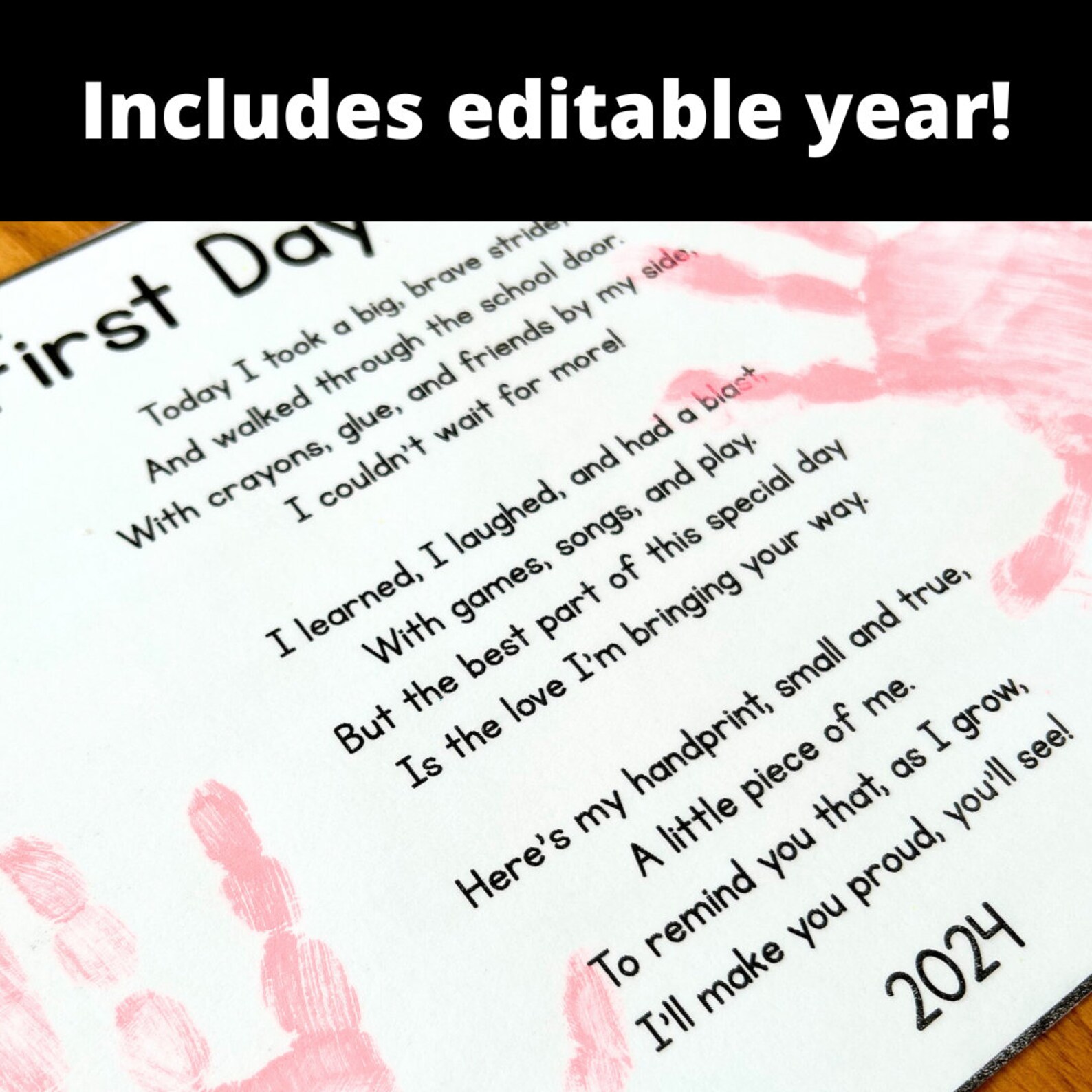 First Day of School Poem and Handprint Craft | Preschool, Pre-k ...