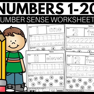 Numbers 1-20 - Number Sense and Number Tracing Worksheets - Etsy