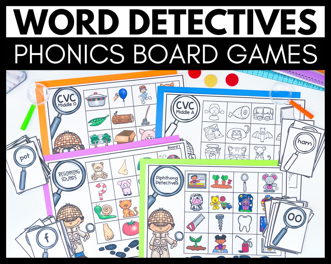 Phonics Games - Word Detectives Board Games - Literacy Center ...