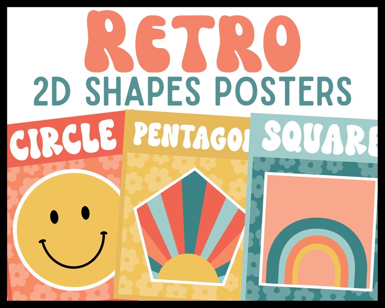 Retro Classroom Posters - 2D Shapes Posters for Bulletin Board - Etsy