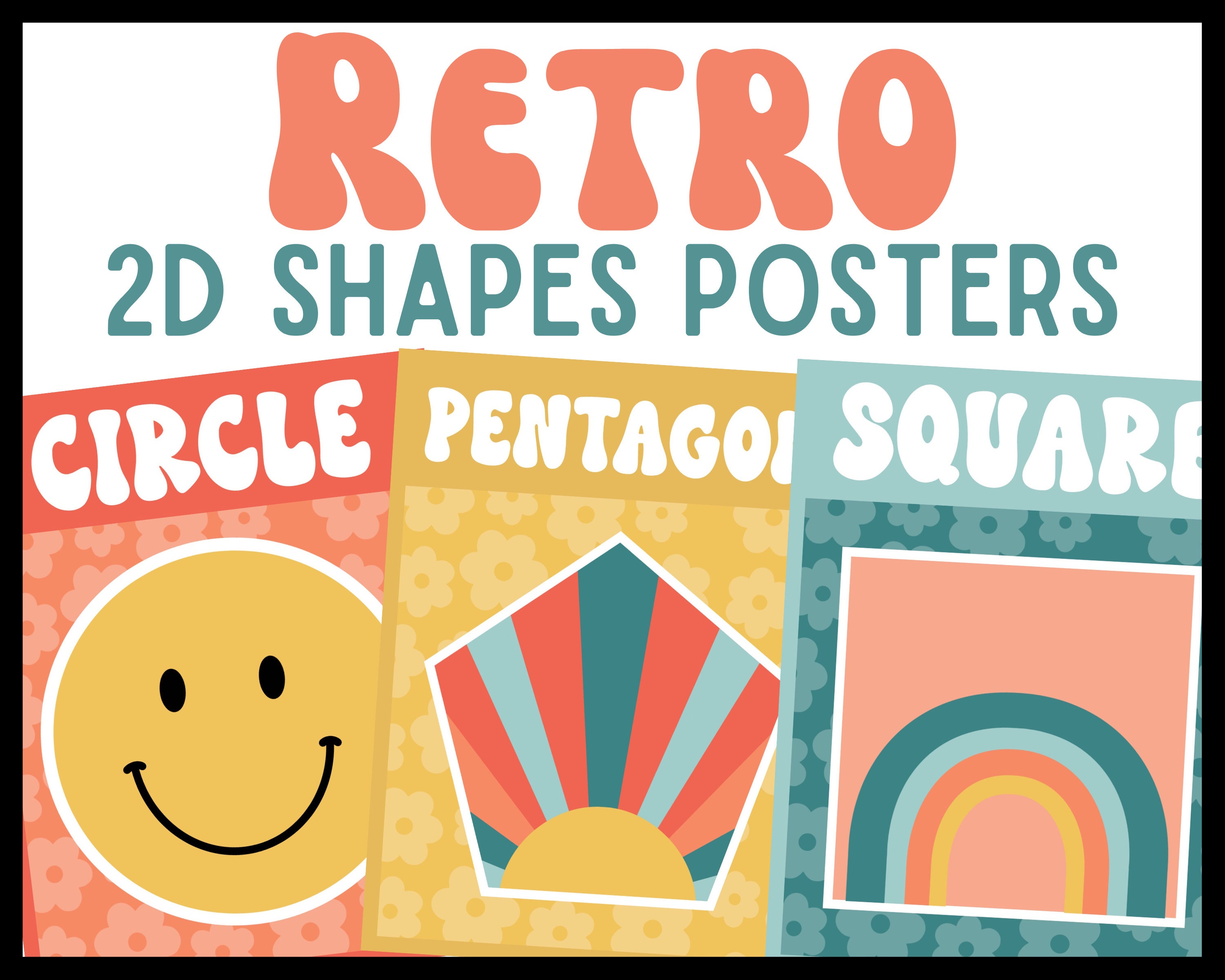 Retro Classroom Posters - 2D Shapes Posters for Bulletin Board - Etsy