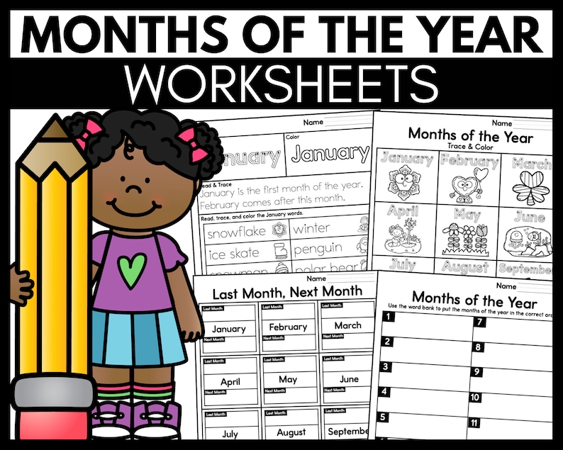 Months of the Year Printables - Kindergarten Morning Work - Etsy
