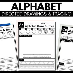 Alphabet Directed Drawing and Tracing Worksheets - Etsy