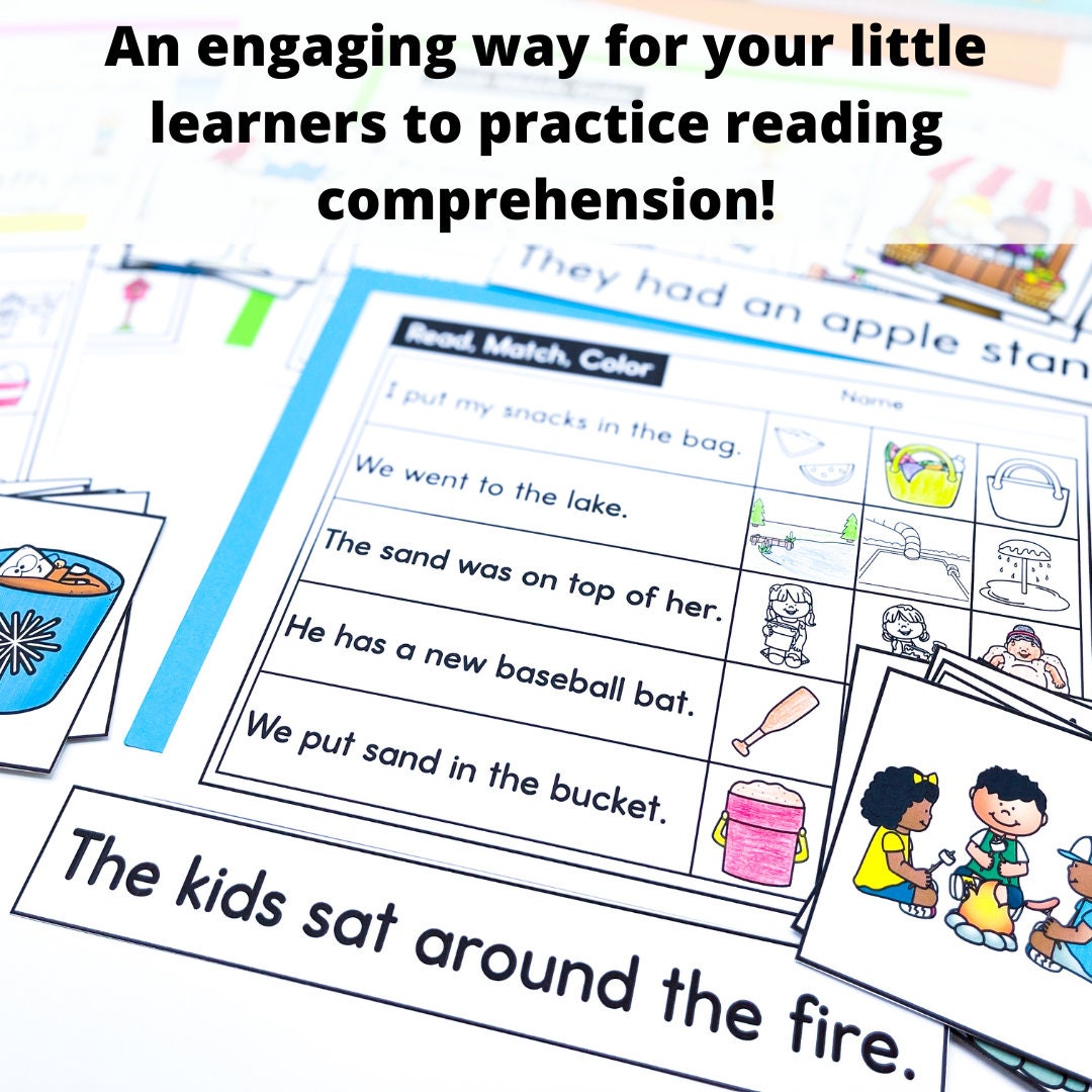 Reading Comprehension Kindergarten Activities Read & Match - Etsy