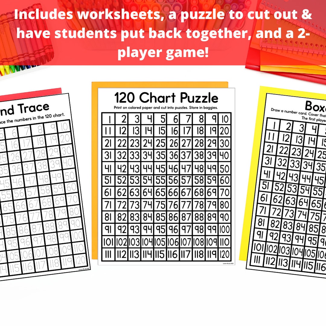 120 Chart Activities for Math Centers - Skip Counting, Tracing Numbers ...