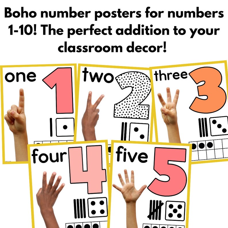 Boho Classroom Decor - Number Poster Set for Numbers 1-10 - Etsy
