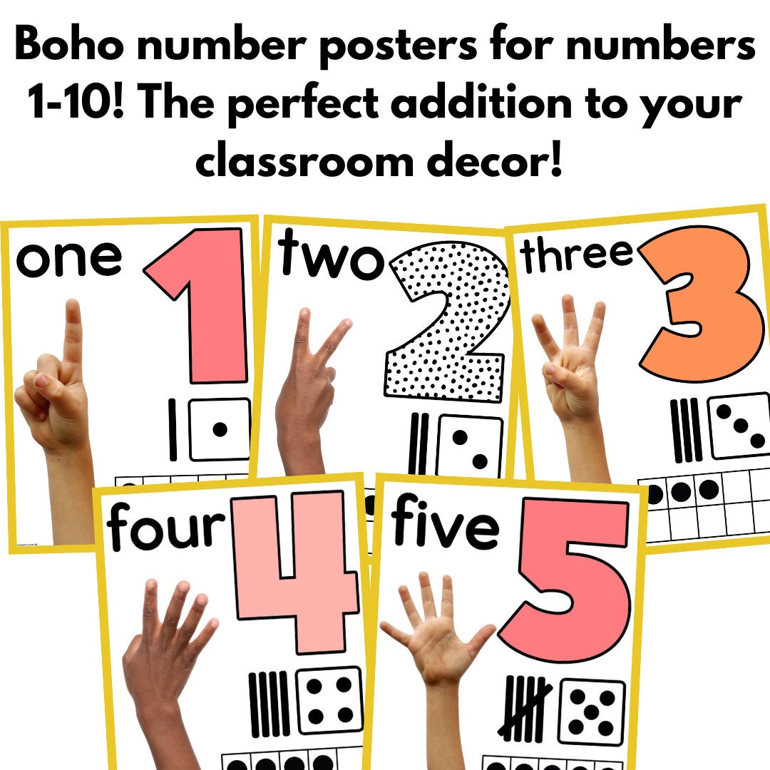 Boho Classroom Decor - Number Poster Set for Numbers 1-10 - Etsy