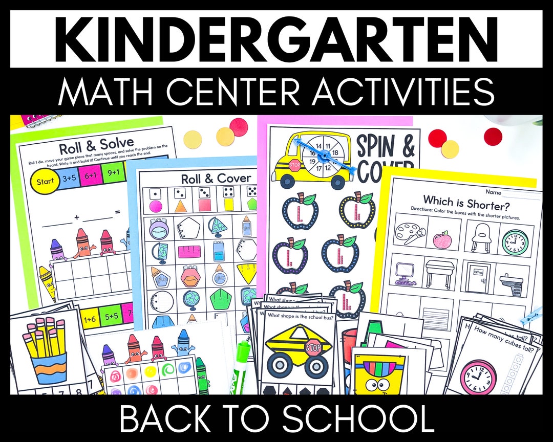 Back to School Kindergarten Math Activities Games and Worksheets - Etsy
