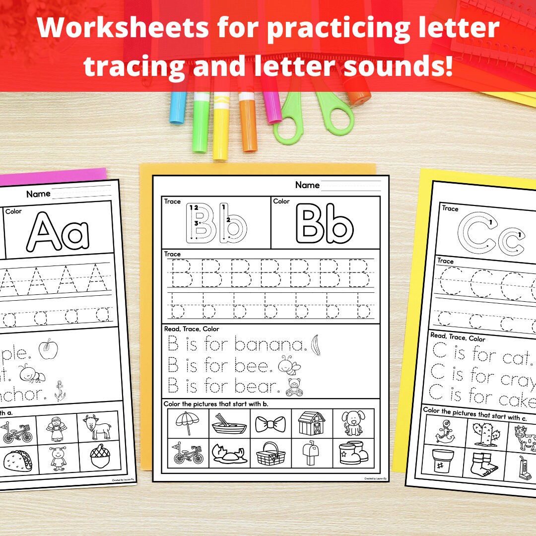 Alphabet Tracing Worksheets – Letter Sounds, Preschool Kindergarten ...