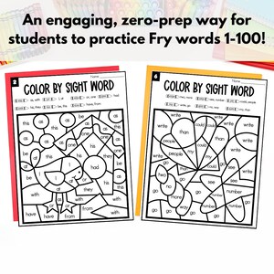 Sight Words Worksheets - Color by Sight Word Year Long Seasonal Bundle ...